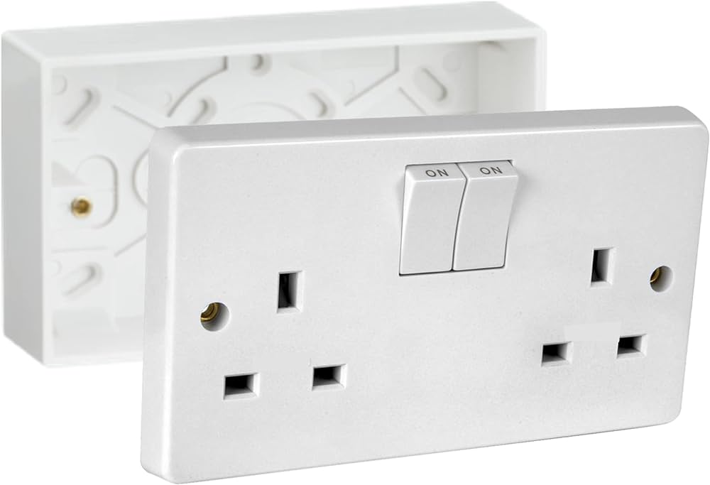 MODI 13A 2GANG SWITCH SOCKET white - Pro4Oman